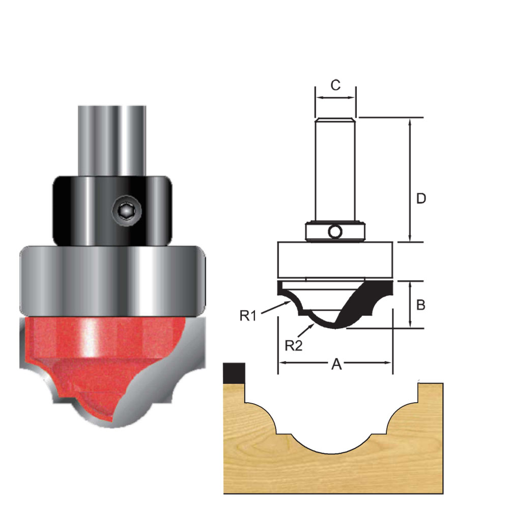 TCT Bearing Guided Classical Plunge Cutter Router Bit, Double Cutter ...