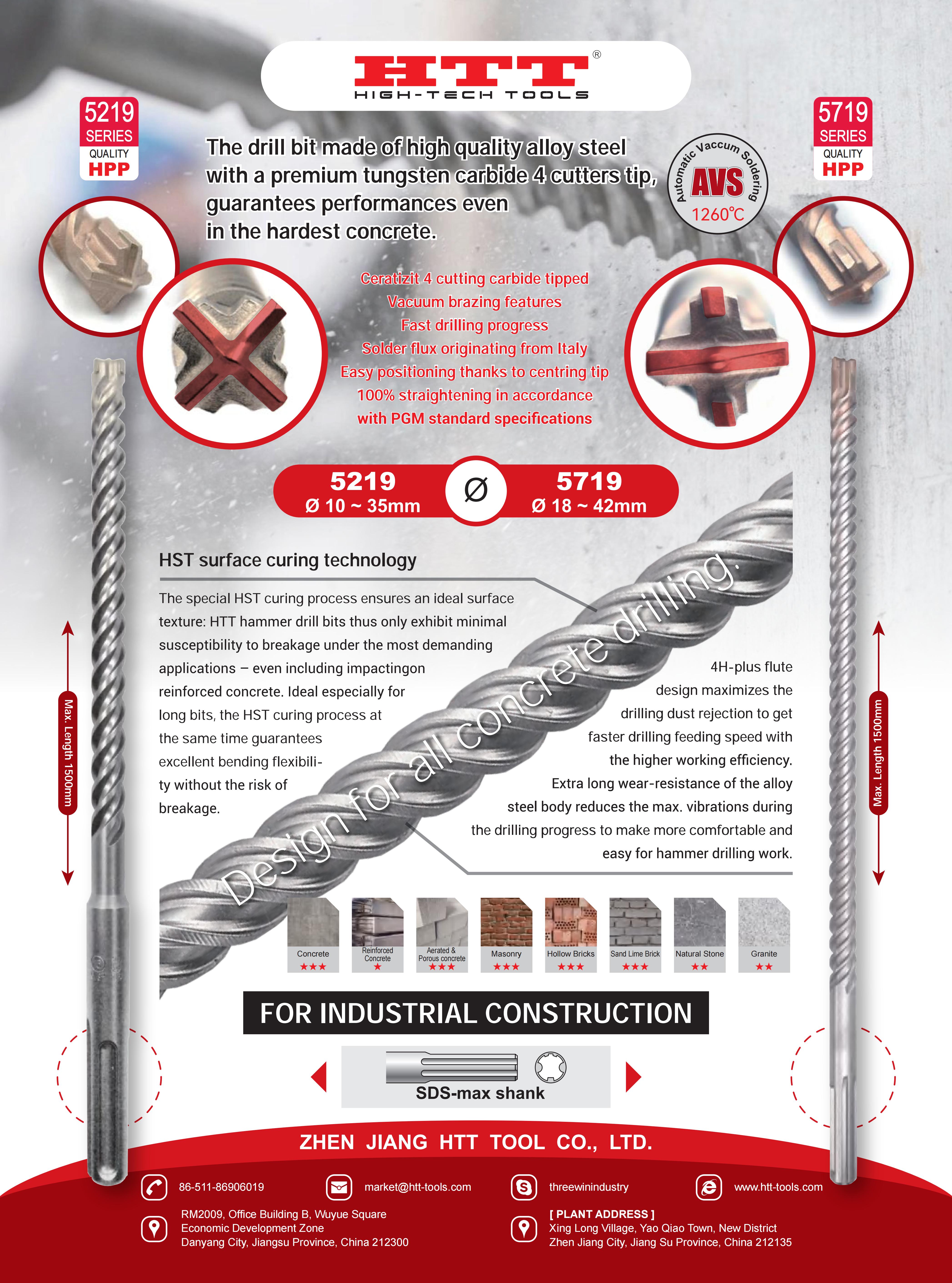 SDS-max Mulit-Cutter Hammer Drill Bit for Insutries - Zhen Jiang HTT ...
